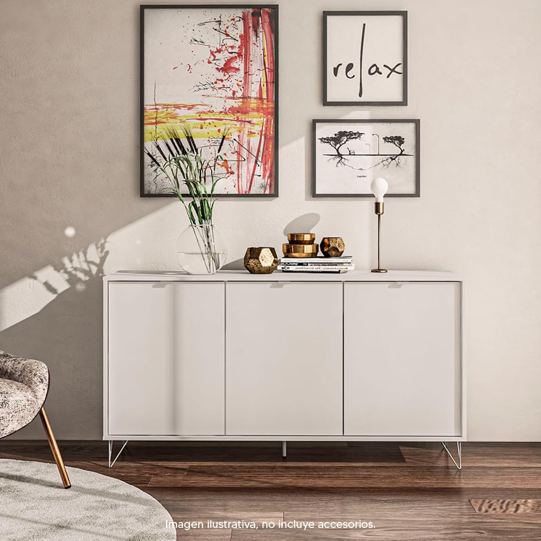 MOBI Bufetera de Madera Modelo Bali Color Avellana y Negro Largo 150 cm ...