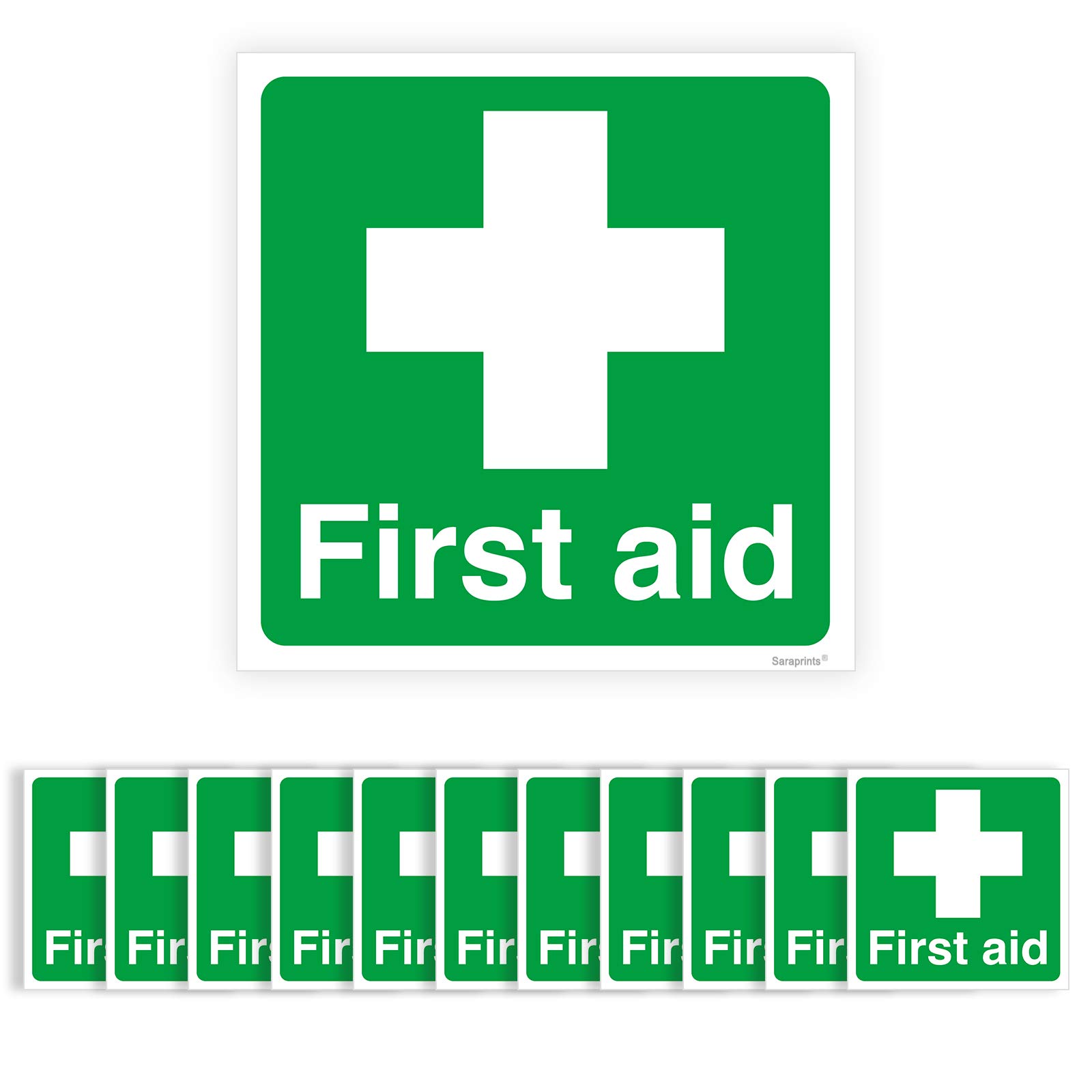 Pack of 12 First Aid Sign Sticker Self Adhesive Waterproof Vinyl 50mm x ...