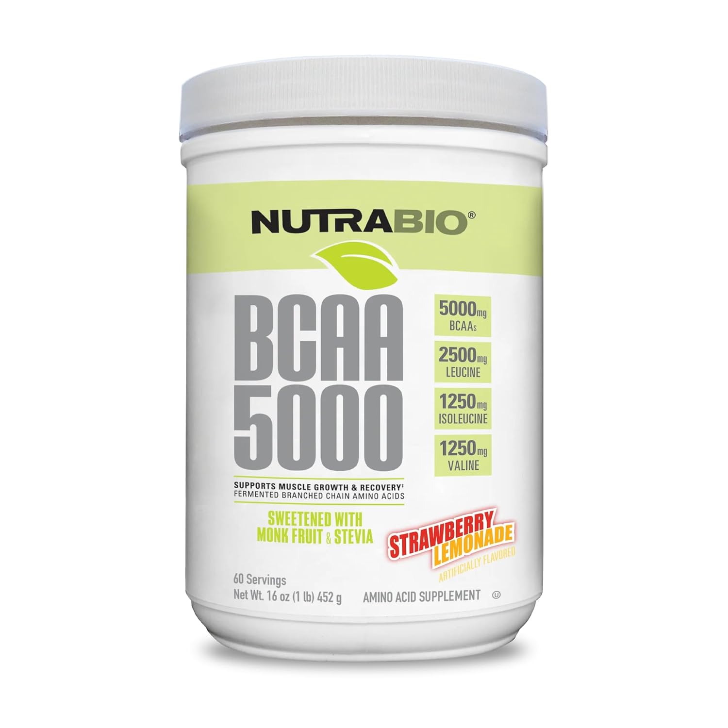 NutraBio BCAA 5000 em Pó - Aminoácidos Fermentados para Crescimento ...