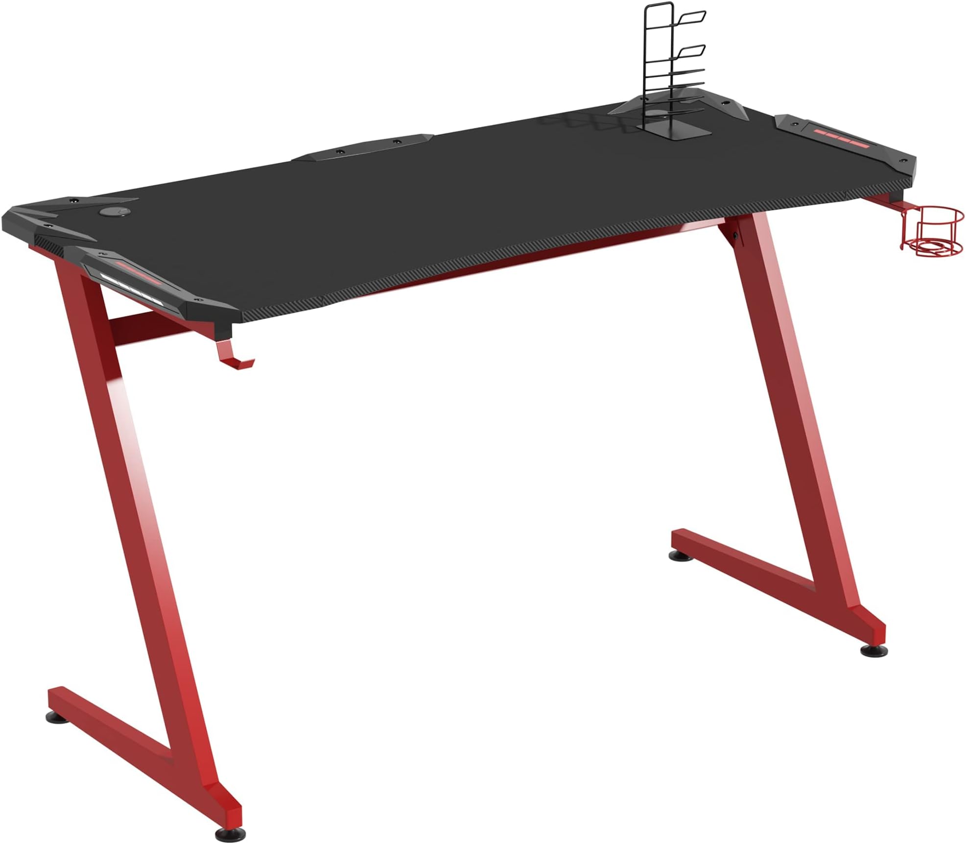 HOMCOM 122 x 66 cm Gaming Desk, Carbon Fibre Covered Computer Desk ...