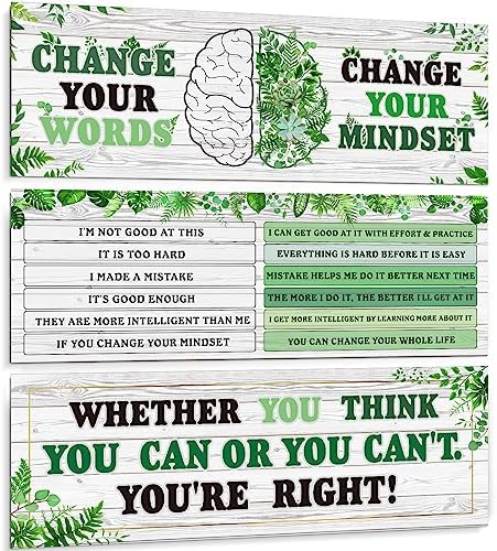 Amazon.com : Qilery 50 Pcs Growth Mindset Posters Classroom Decorations ...