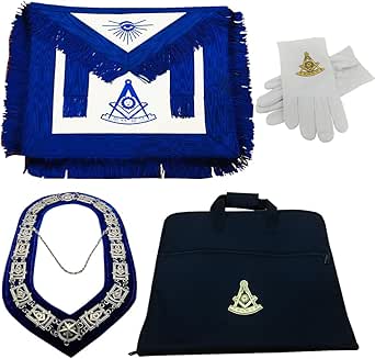 Amazon.com: Masonic Regalia Past Master Royal Blue Apron Chain Collar ...
