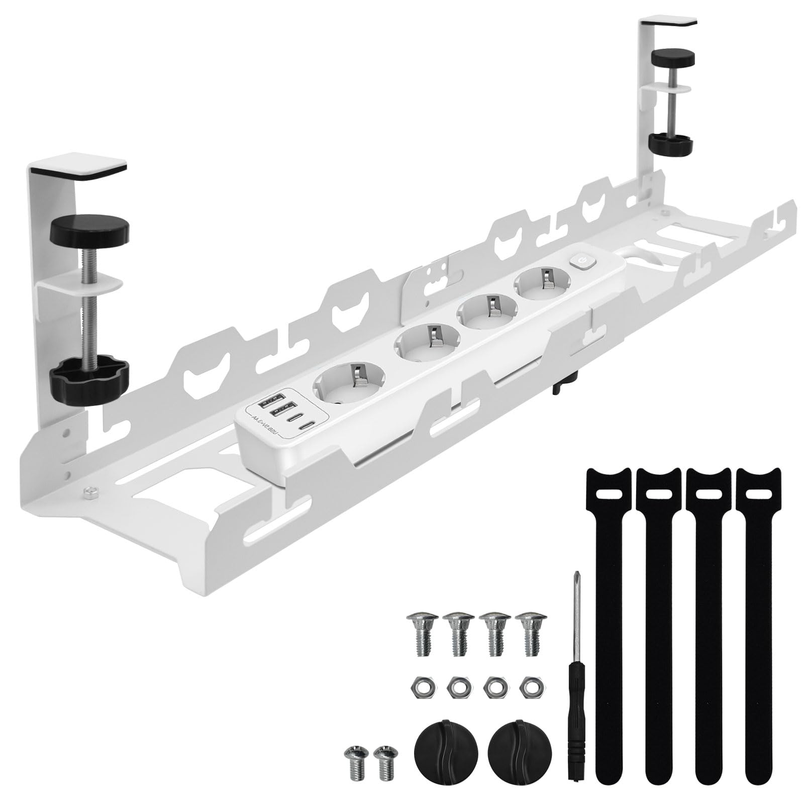 YTACREA Under Desk Cable Management, Expandable 40-74cm Cable Tray No ...