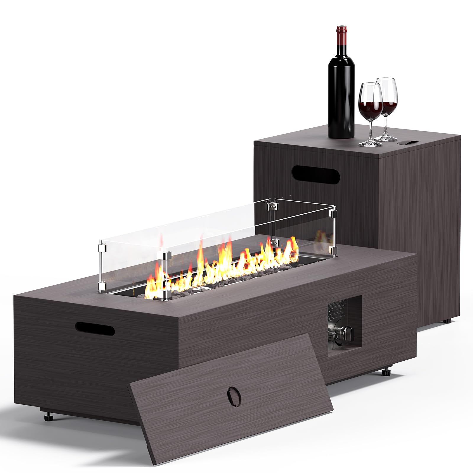 Amazon.com: Jocoevol 42” Propane Fire Pit Set, 2-Piece Outdoor Fire Pit ...