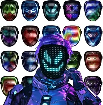 Mask with Gesture Control for Halloween Costumes, Unisex LED Light Up ...