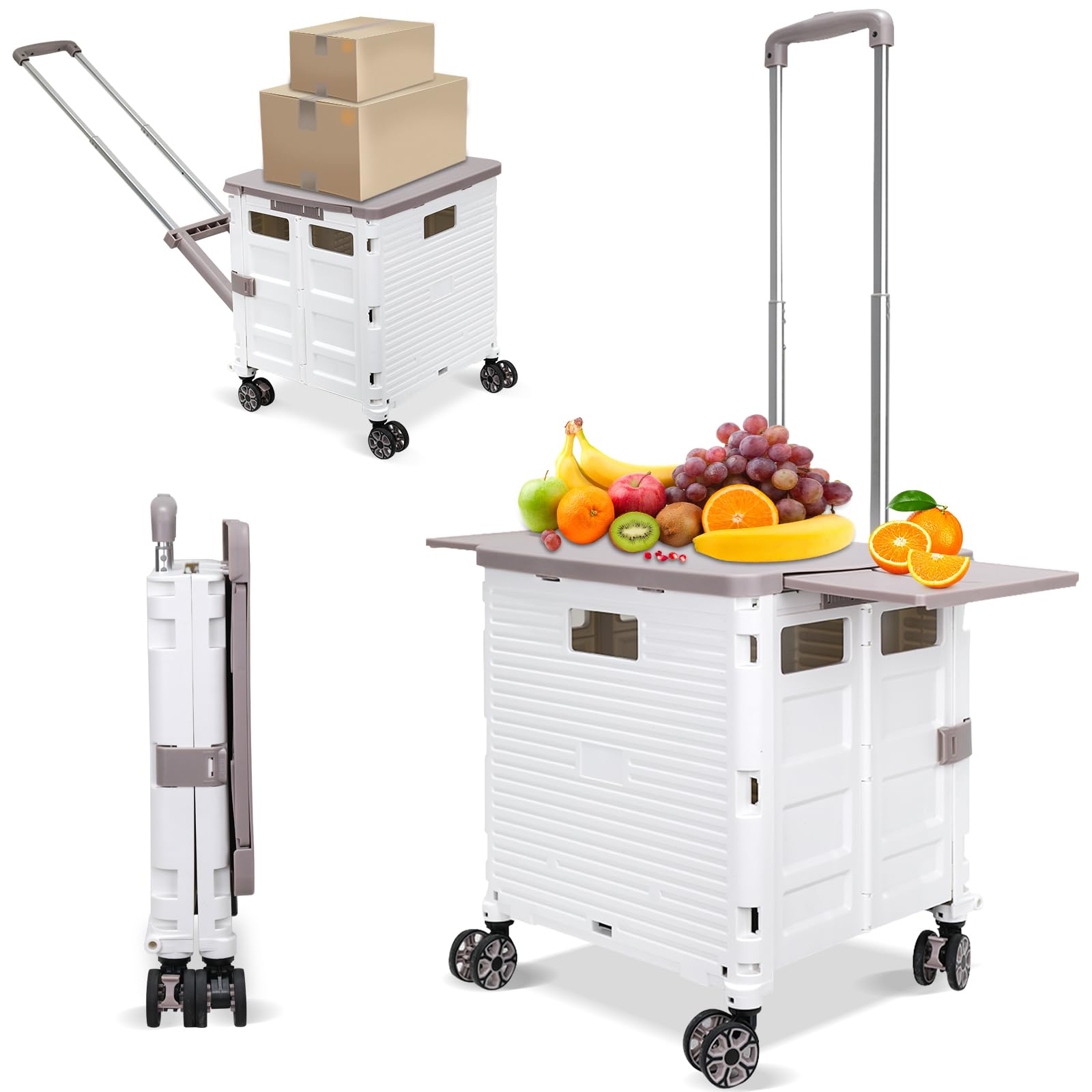 Amazon.com: Foldable Utility Cart Collapsible Portable Crate Rolling ...