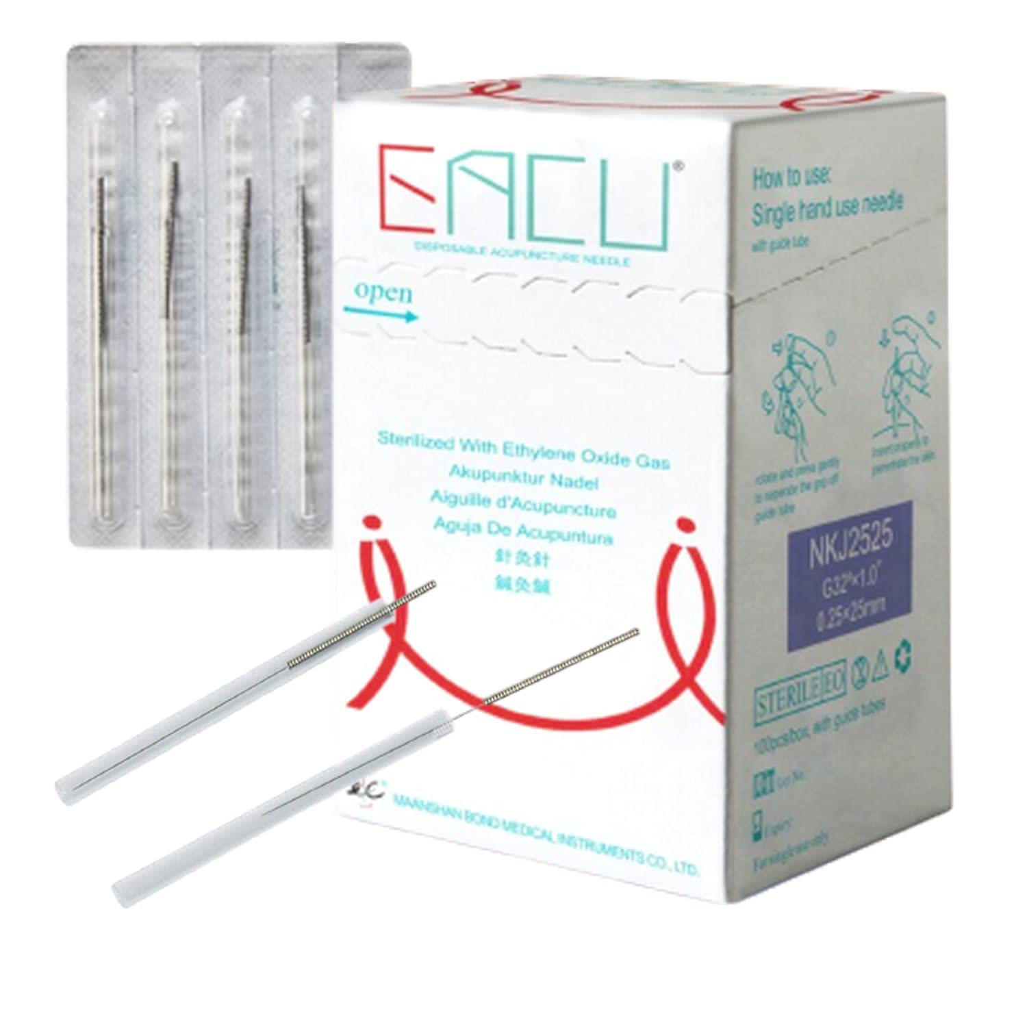EACU Acupuncture Needle (100Pcs) Stainless Steel Sterile Premium ...