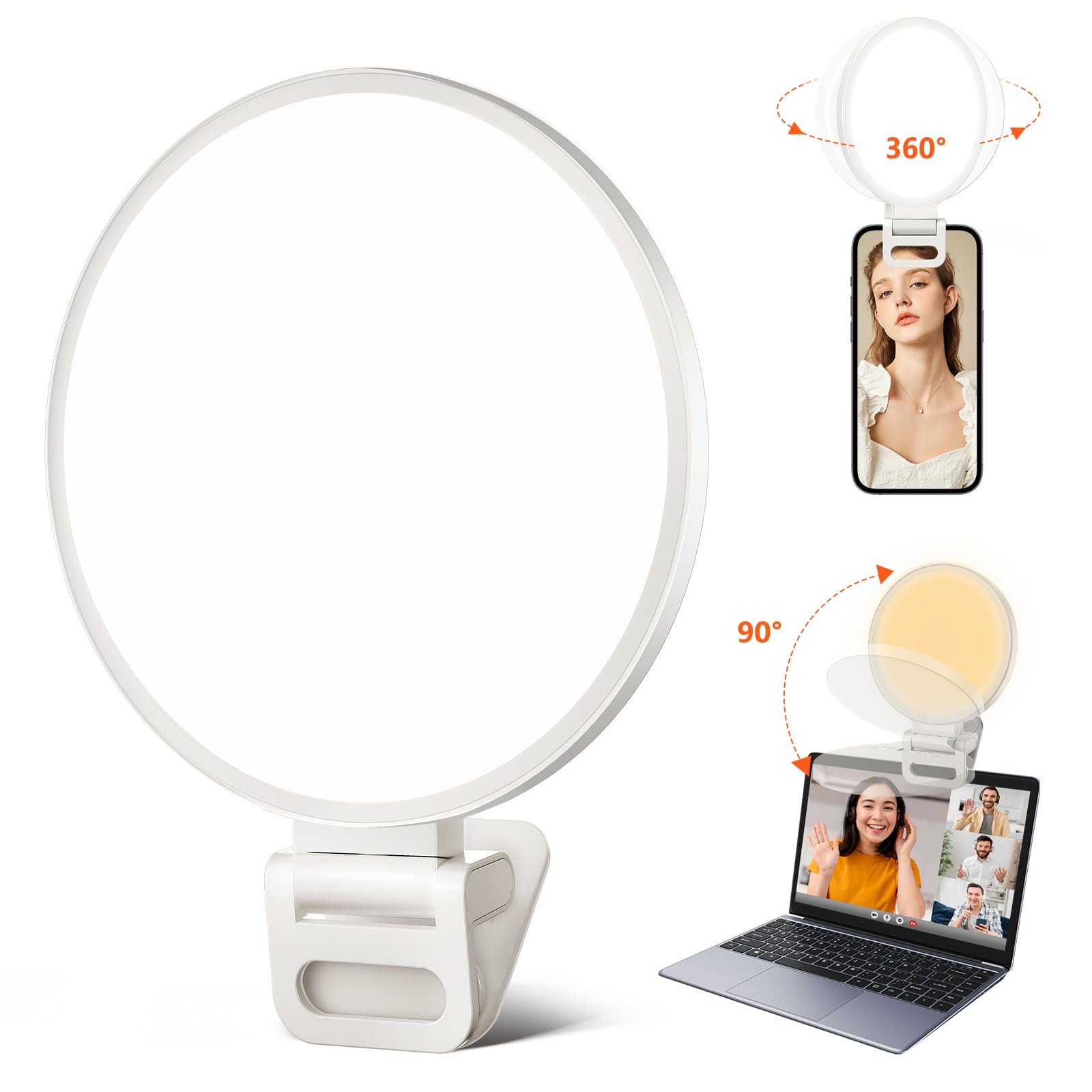 Amazon.com: Selfie Light, EcoBasic Full-Screen Rechargeable Clip on ...