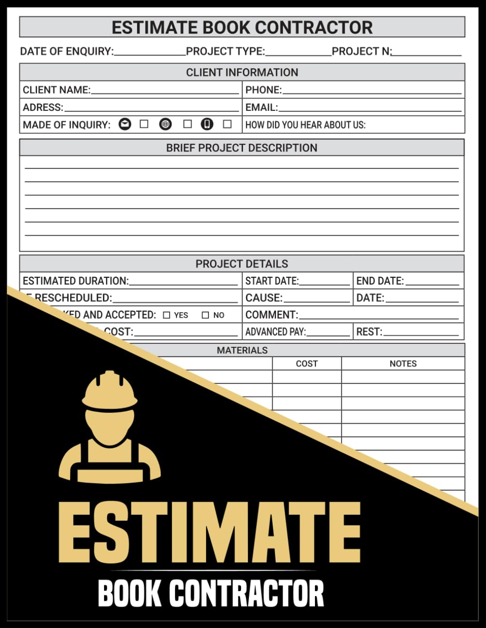 Estimate Book Contractor: Detailed Contractor Work Estimate Book, Job ...