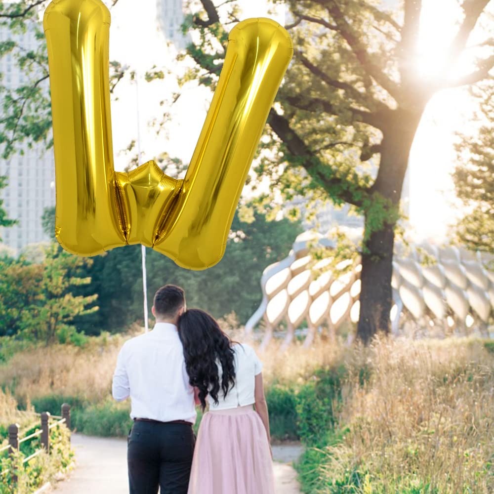 Snapklik.com : TONIFUL 40 Inch Large Gold Letter W Balloons Helium Balloons