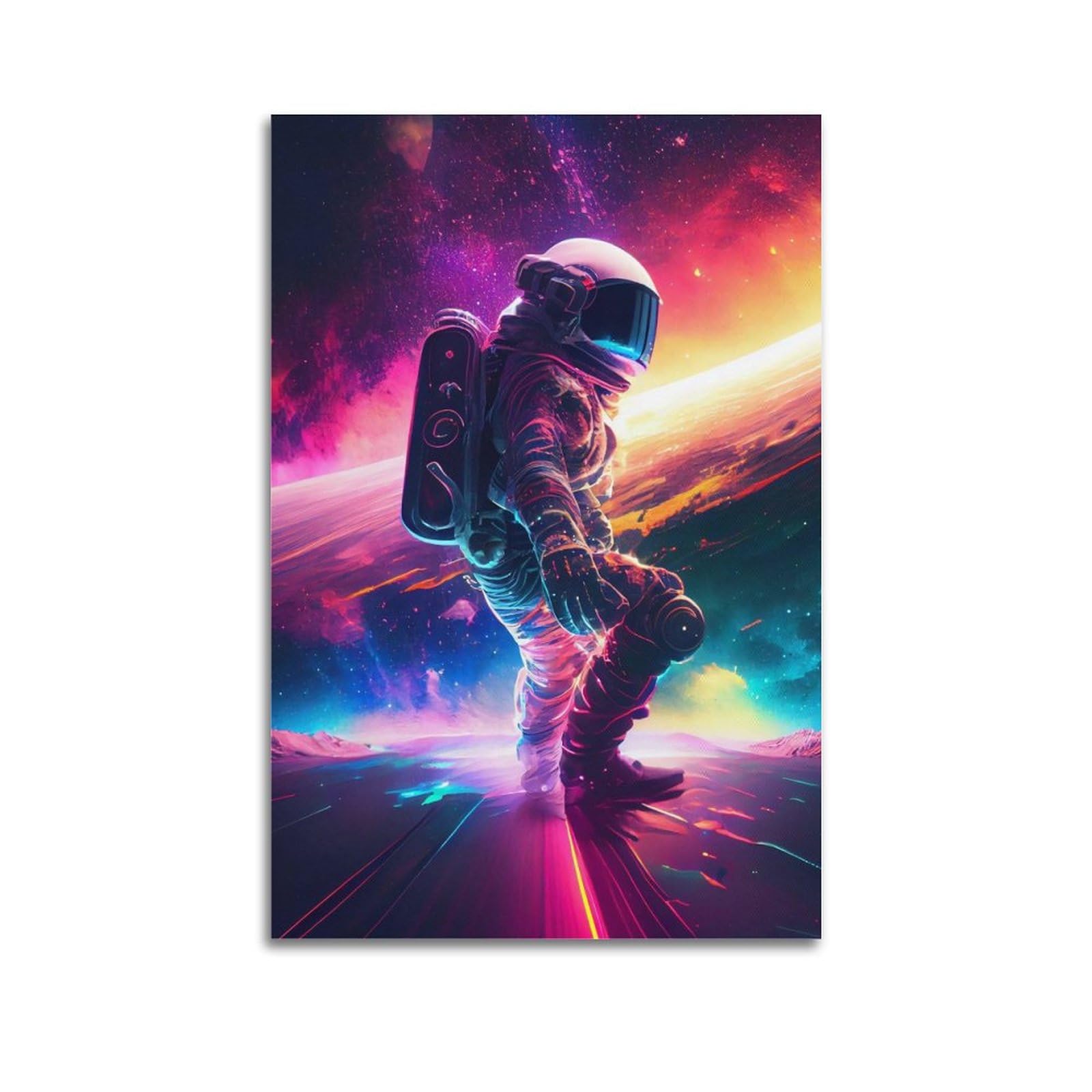 Amazon.com: SacLi Neon Art Poster Astronauts In The Purple Universe ...