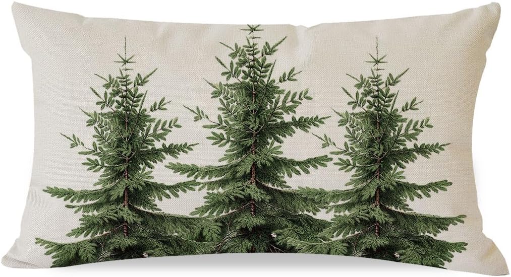 Amazon.com: HERHOME Christmas Tree Pillow Covers 12x20 Inch Vintage ...