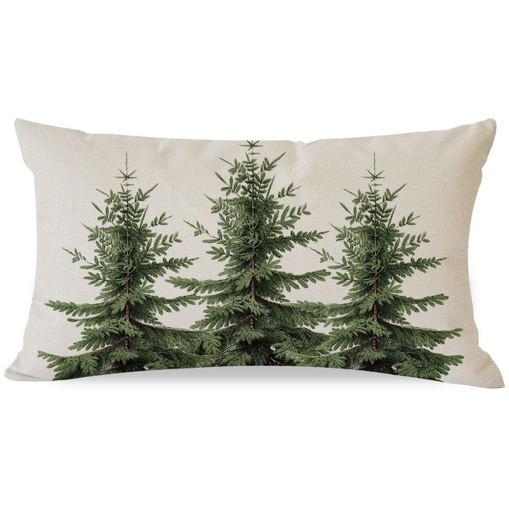 Amazon.com: HERHOME Christmas Tree Pillow Covers 12x20 Inch Vintage ...