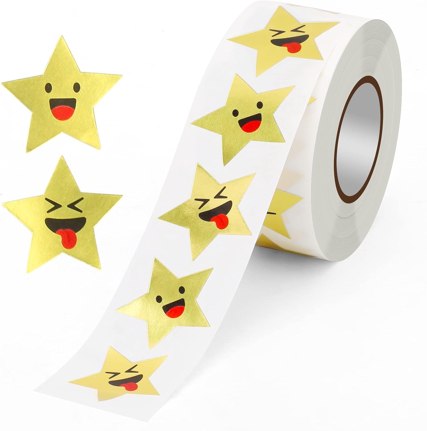 Amazon.com: 500pcs Happy Star Stickers, Roll of Happy Face Stickers ...