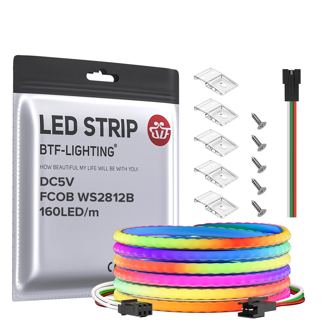 Amazon.com: BTF-LIGHTING FCOB COB XGB1338(WS2812B) IC RGB 160LED/m ...