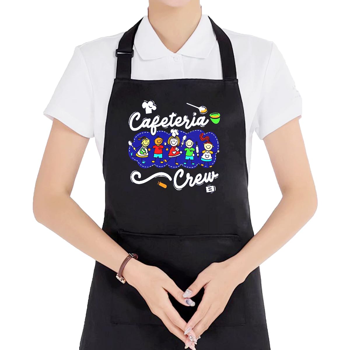 Amazon.com: uinwk Cafeteria Crew Staff Cooking Aprons for Women with 2 ...