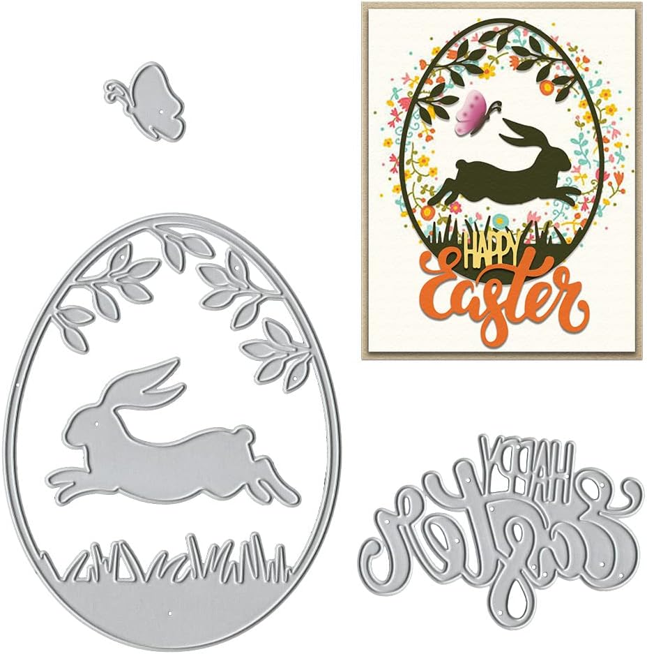 Amazon.com : 8PCS Beautiful Egg Metal Die Cuts,Easter Bunny Eggs Rabbit ...