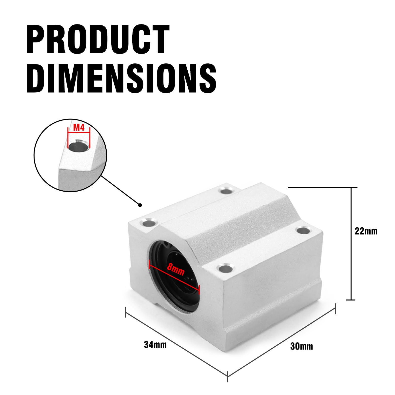 Snapklik.com : 4Pcs SCS8UU Linear Motion Ball Bearing Slide Block ID ...