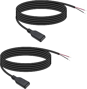 Amazon.com: USB C Power Pigtail Cable 6.6FT/2M 24AWG 5V 3A USB Type-C ...