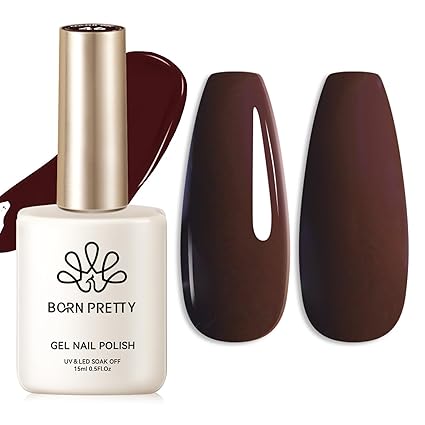 Amazon.com : Born Pretty Dark Brown Gel Nail Polish Fall Winter Mocha ...
