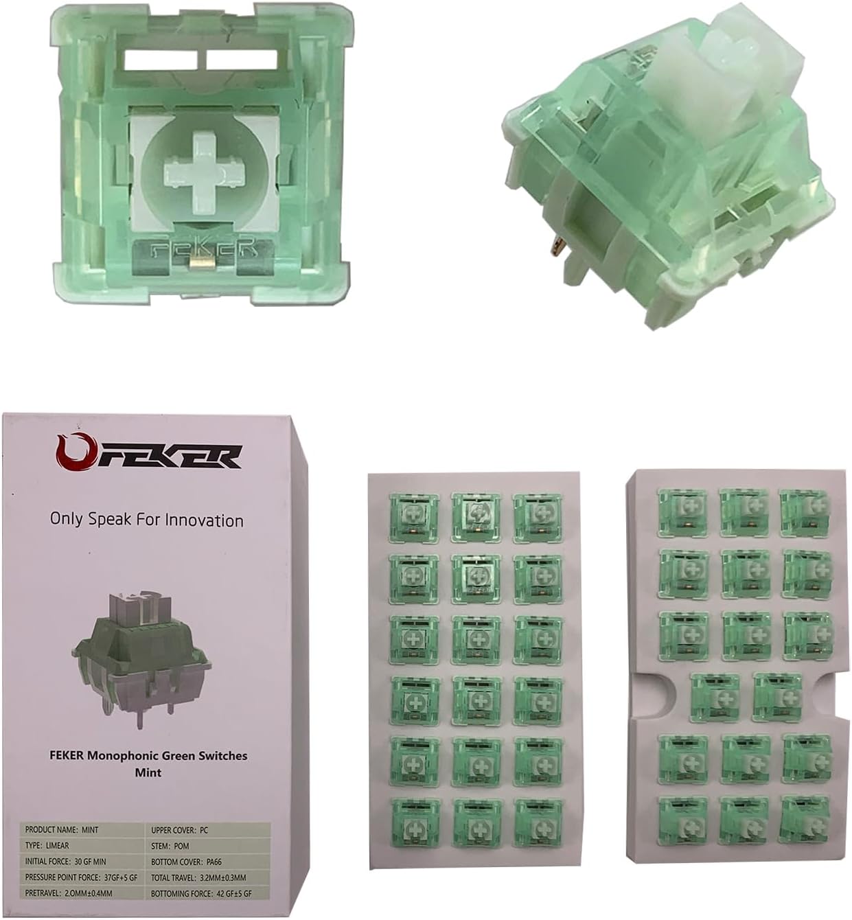 Amazon.com: SKYYO 35Pcs FEKER Monophonic Green Mint Switches Mechanical ...