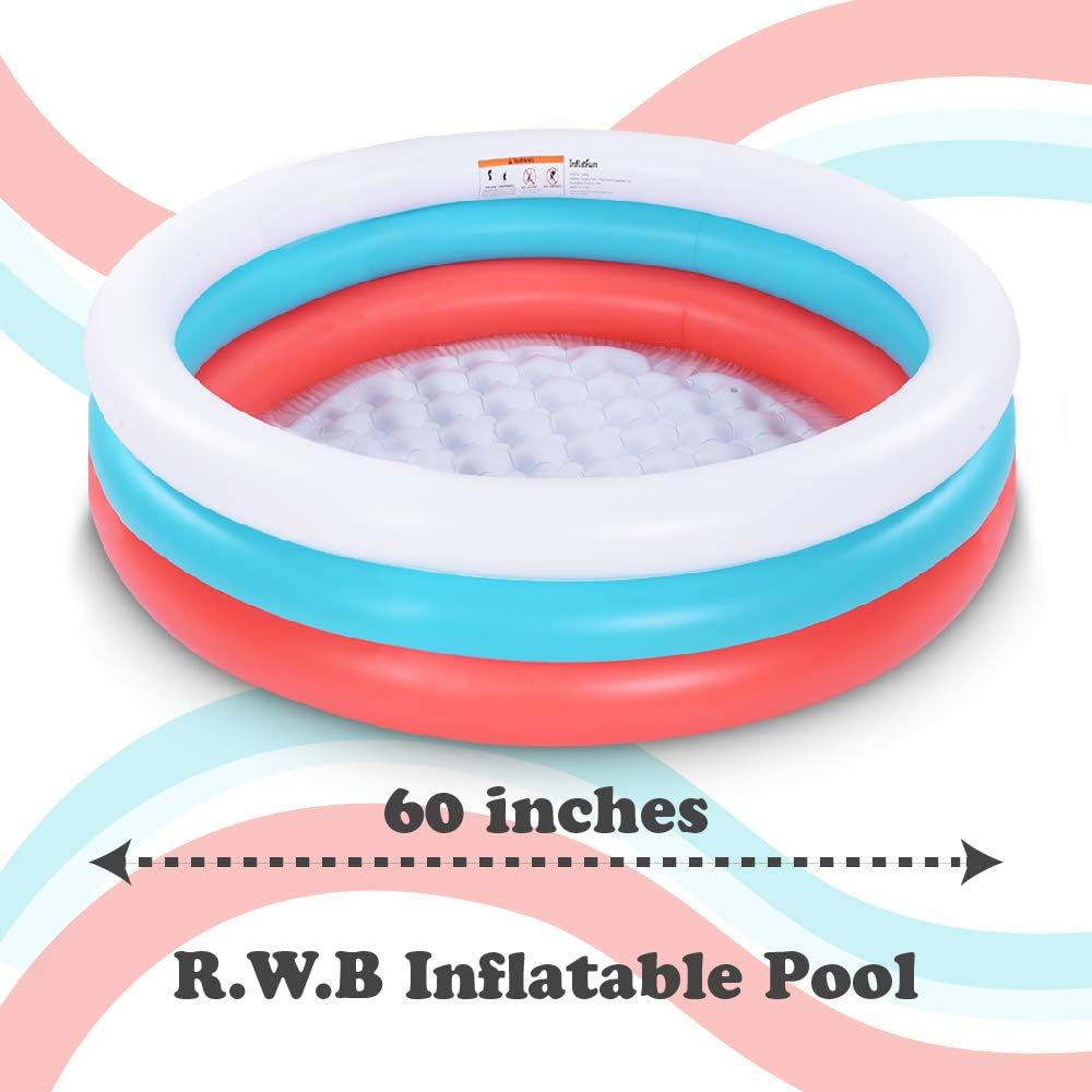 Paddling Pool,152 cm 3 Ring Swimming Pool for Kids,Inflatable Paddling ...