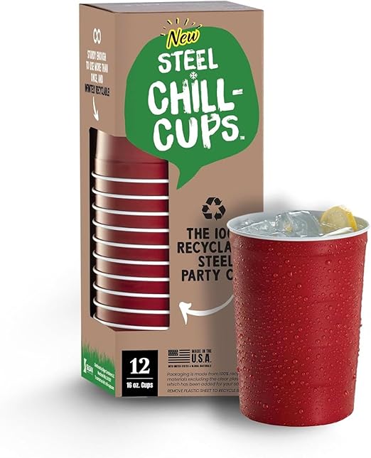 Amazon.com: Steel Chill Cups 16 oz. Party Cups, Perfect for Cold Drinks ...