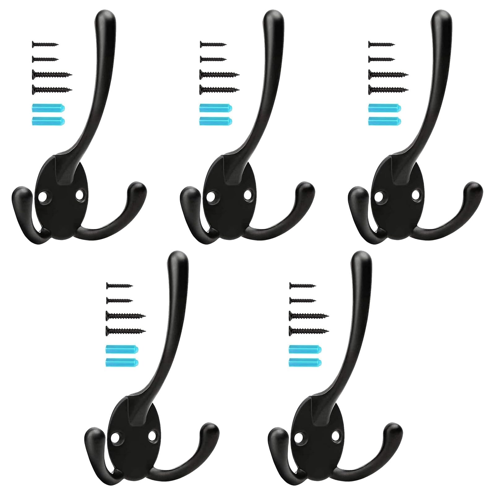 Yihata 5 Pack Big Heavy Duty Three Prongs Coat Hooks | Desertcart Peru