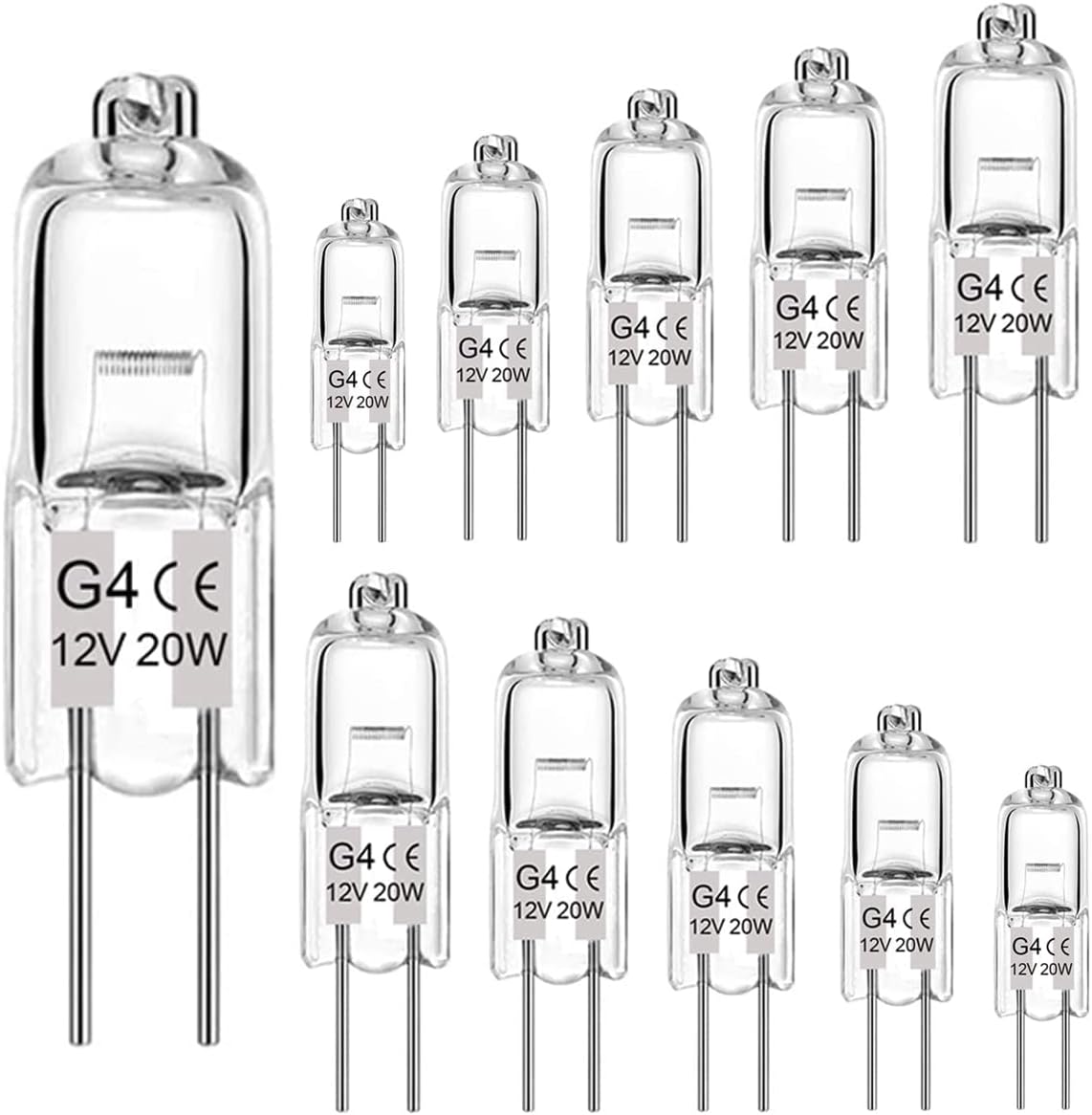 4 x G4 12V AC 20W HALOGEN LONG LIFE LIGHT CAPSULE BULB JC TYPE LIGHTS ...