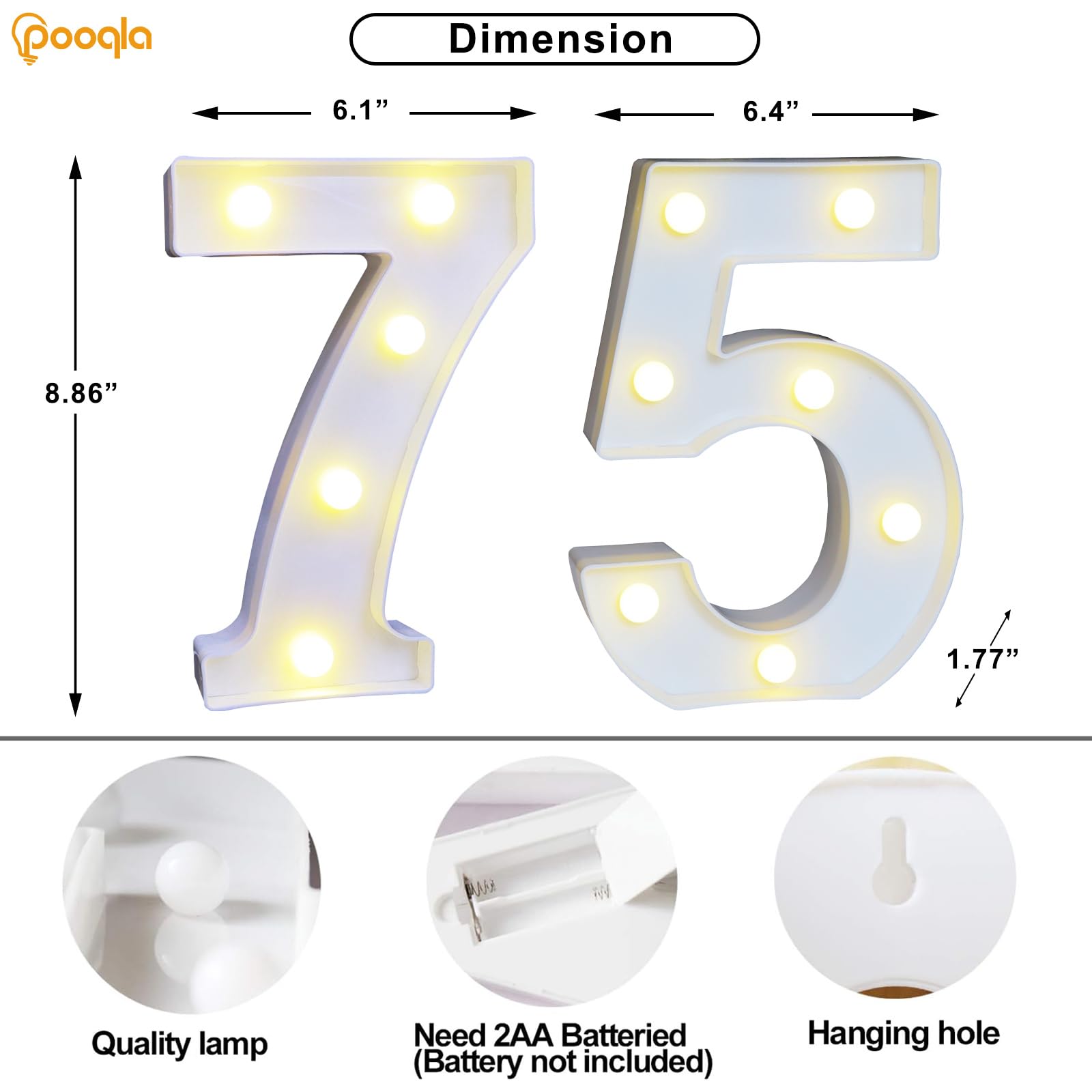 Snapklik.com : 75th Birthday Decoration For Woman Man, Decorative LED ...