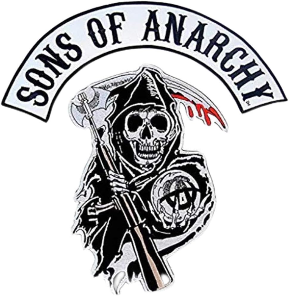 Amazon.com: Sons of Anarchy Text and Arched Reaper Logo Kids Patch Set ...
