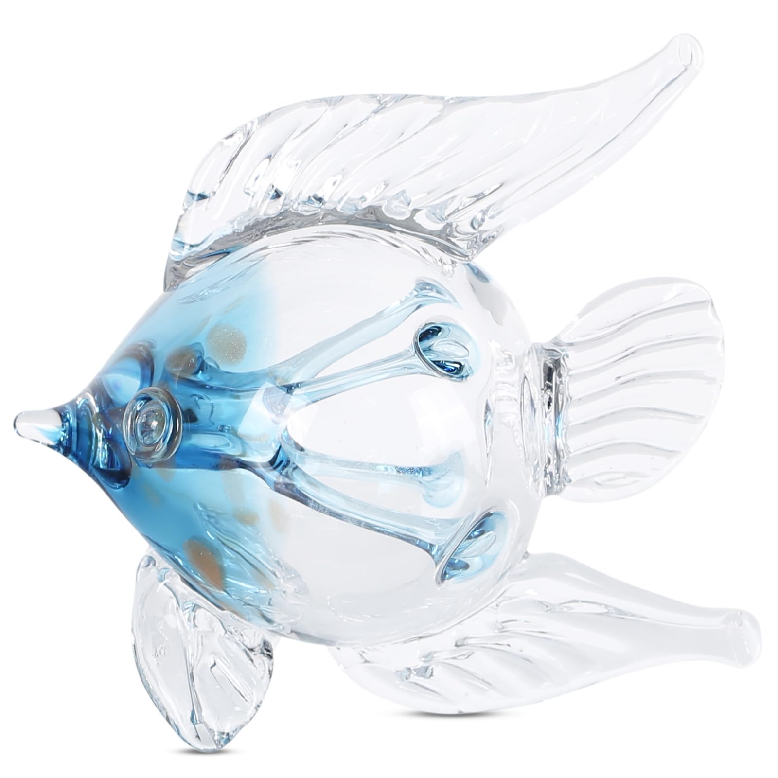 Amazon.com: XIYOUQI Coastal Decor Glass Fish Figurines Blue Glass Fish ...
