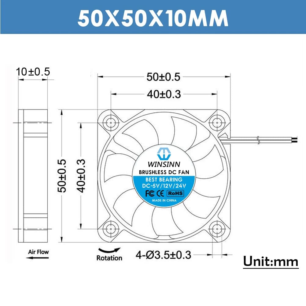 Snapklik.com : WINSINN 50mm RGB Fan 12V, LED Colorful Micro 24 Volt ...