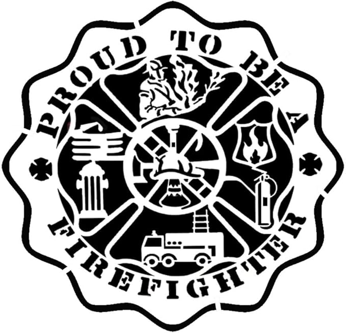 Amazon.com : Firefighter Sign Stencil Firefighters Stencils 16"w x 16"h ...