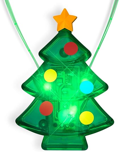 Amazon.com: Green Flashing LED Light Up Christmas Tree Necklace : Toys ...