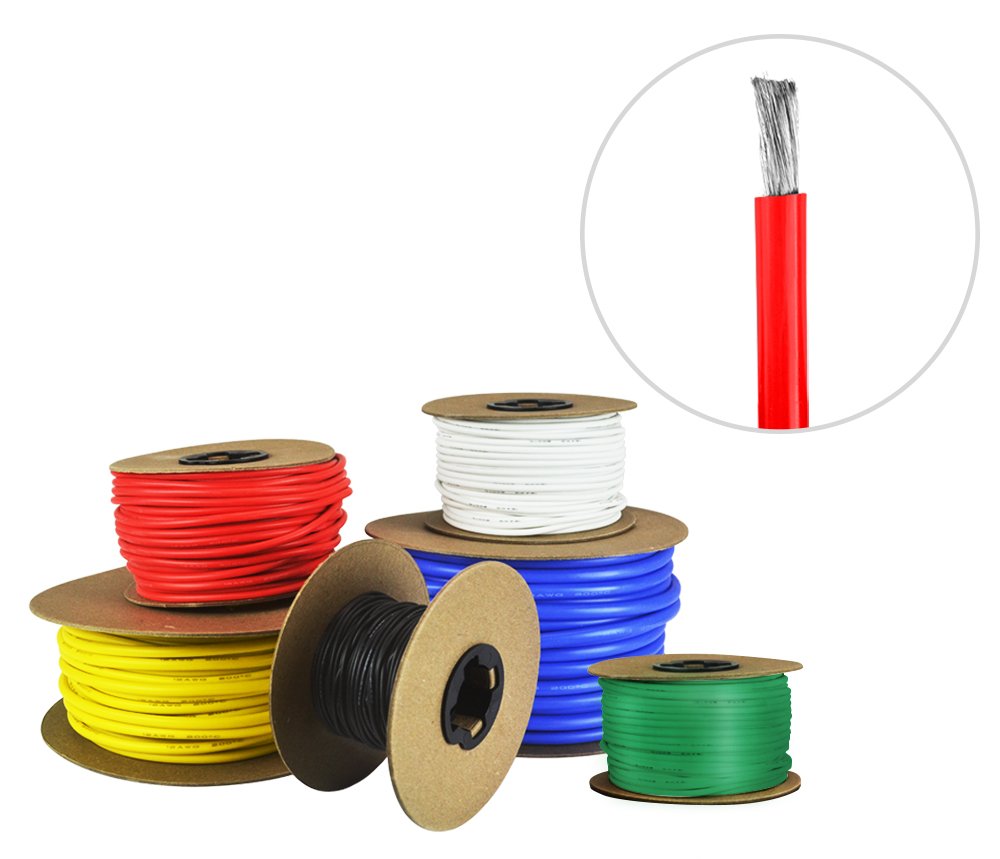 18 AWG Gauge Silicone Wire - Fine Strand Tinned Copper - 100 Feet Red ...