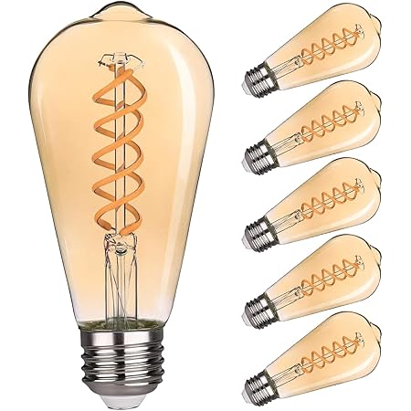 OMED Edison Bulbs Led Lights 60W Equivalent, 6Watt Dimmable Warm White 2700K Amber Glass ...