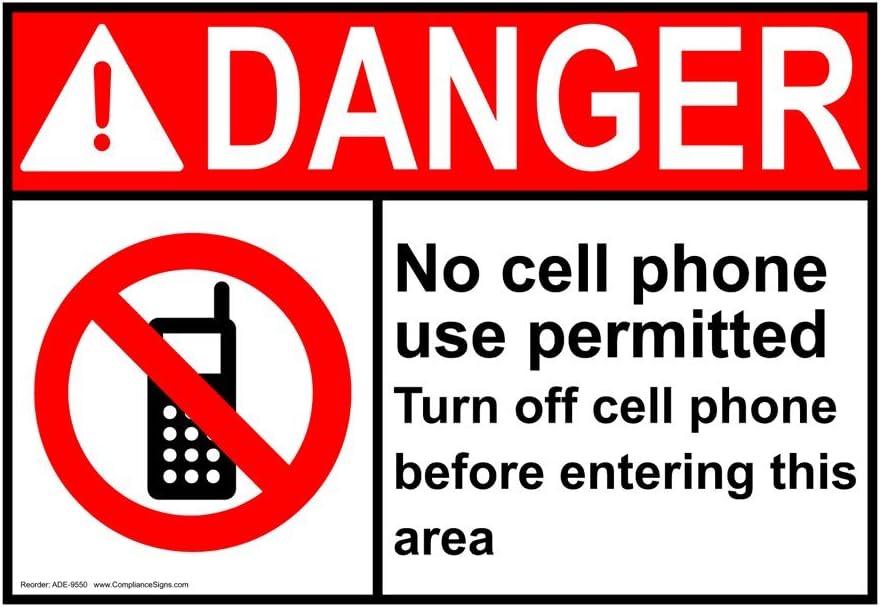 Amazon.com: ANSI DANGER No Cell Phone Use In Area Sign ADE-9550 Cell ...