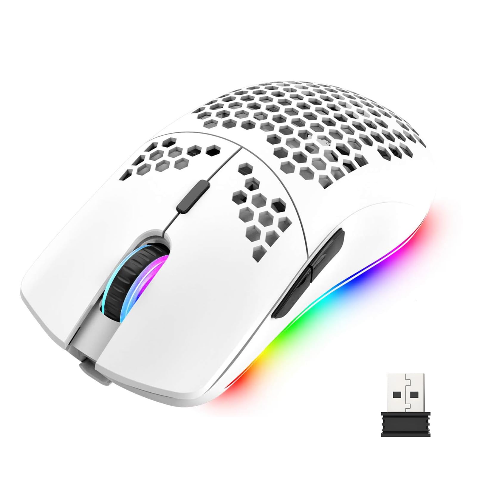 Mengshen RGB Gaming Mouse, Wireless Mice with Lightweight Honeycomb ...