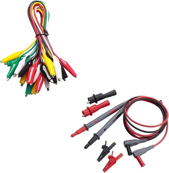 WGGE WG-026 10 Pieces and 5 Colors Test Lead Set & Alligator Clips,20.5 ...