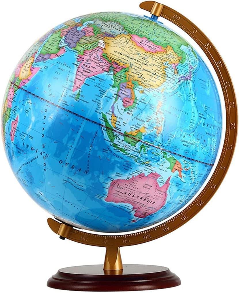 HEIMP Mappamondo geografico da tavolo for bambini, grande mappamondo a ...