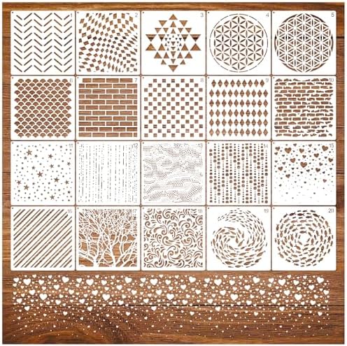 Amazon.com : 20 Pieces Geometric Stencils for Painting Brick Stencils ...