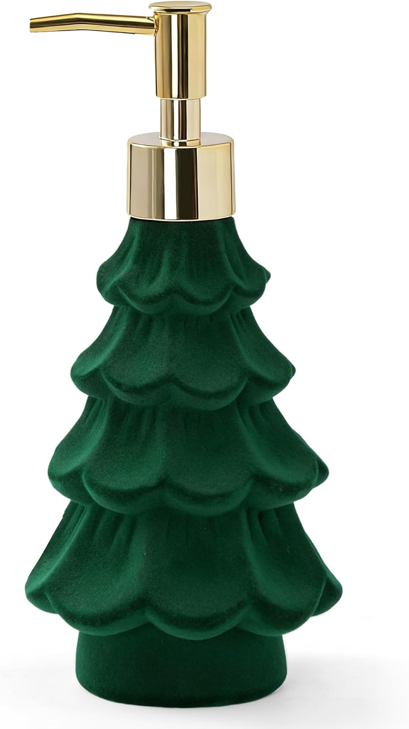 Amazon.com: NOVAYEAH Christmas Soap Dispenser, Flocked Resin Green ...