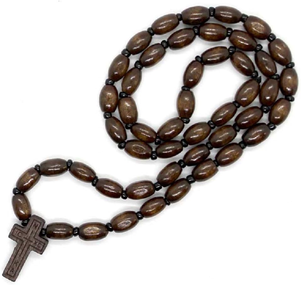 Amazon.com: Greek Orthodox Wooden Bead Prayer Rope w/Cross, Greek ...