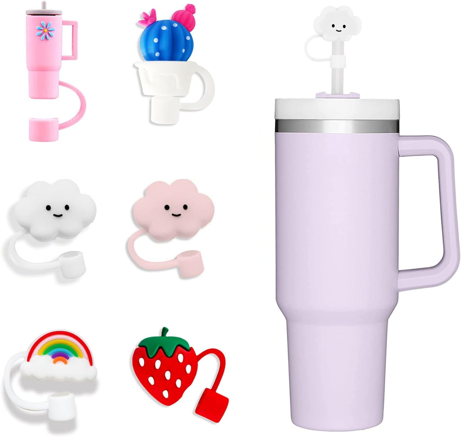 Amazon.com: 10mm Straw Cover, 6pcs Straw Covers Cap for Stanley Cup 40 ...