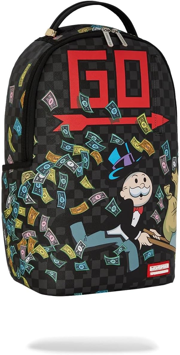 Amazon.com | Sprayground Monopoly Wheel Barrel Backpack, Black/Grey ...
