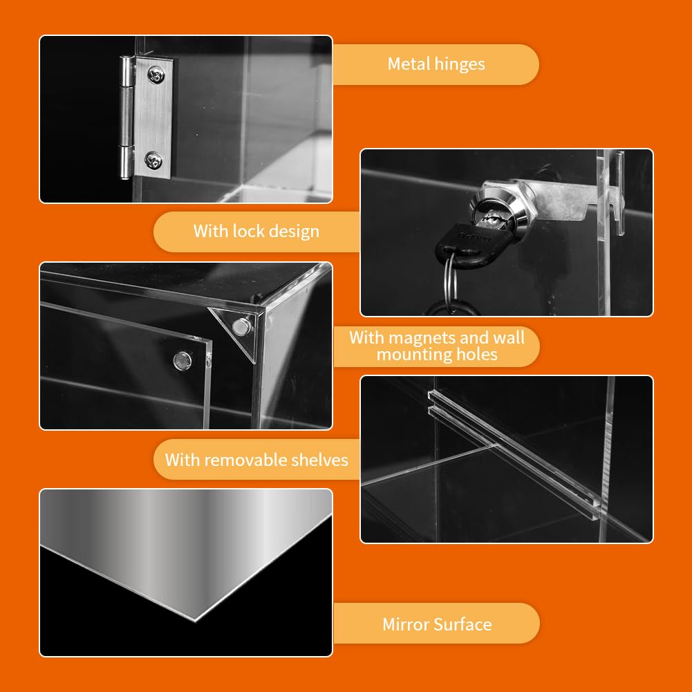 Collector Display Cabinet Clear Acrylic Display Case With Lock – 4-Tier ...