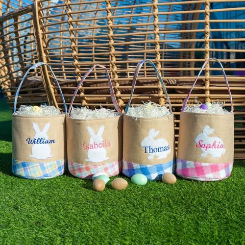 Amazon.com: Embroidered Personalized Easter Bunny Basket,Custom Cute ...