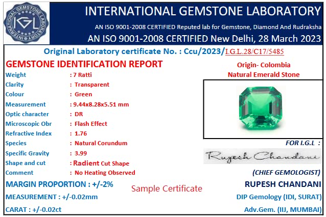 GemsMart Real pachu stone rashi ratna panna stone original certified 3 ...