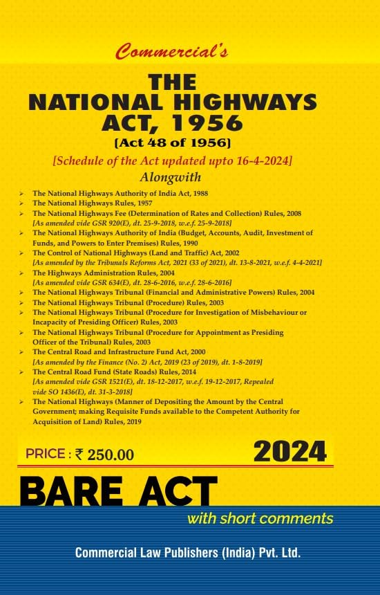 Buy National Highways Act, 1956 [Schedule of the Act updated upto 16-4 ...
